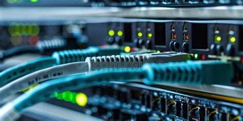 Image Of Network Cables And Server Indicators In A Data Center Showing