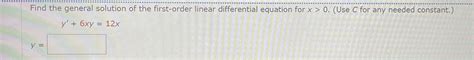 Solved Find the general solution of the first-order linear | Chegg.com