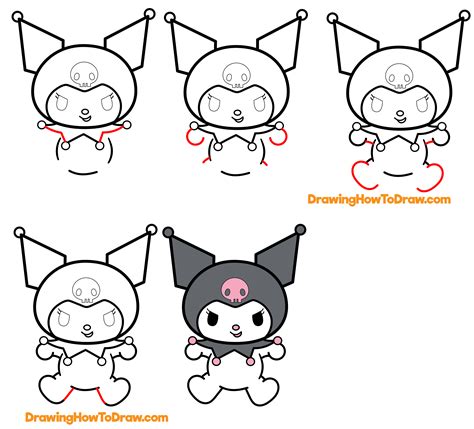 Wie Man Kuromi Aus „my Melody Und „hello Kitty Zeichnet Einfache Schritt Für Schritt