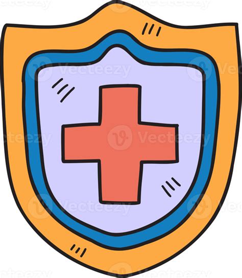 Hand Drawn Shield And Plus Sign Illustration 15280599 Png