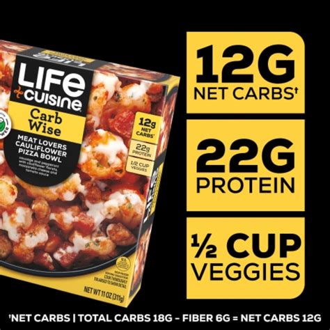 Life Cuisine Frozen Meal Meat Lovers Cauliflower Pizza Bowl Carb