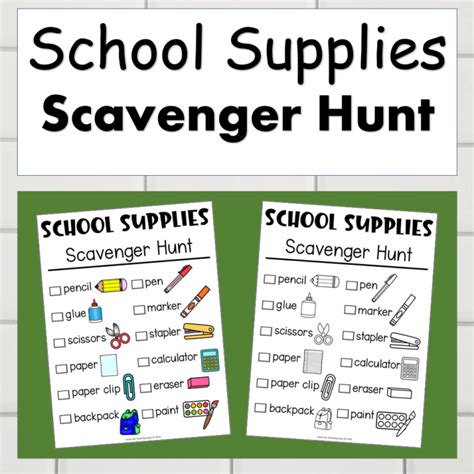 School Supplies Scavenger Hunt Hands On Teaching Ideas