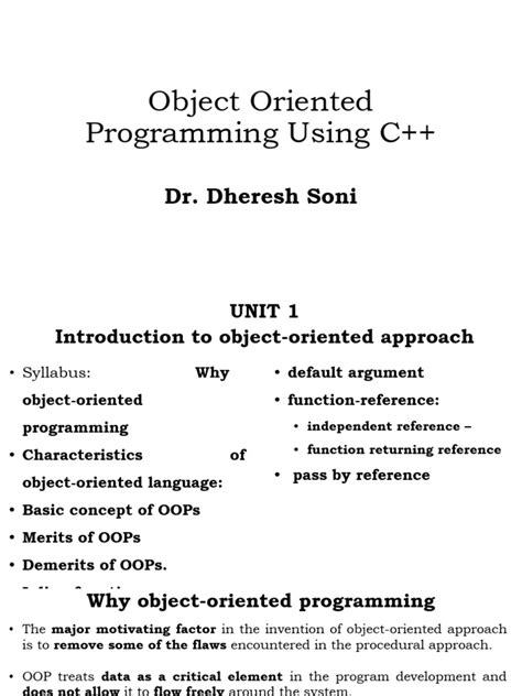 Unit 1 Pdf Object Oriented Programming Class Computer Programming