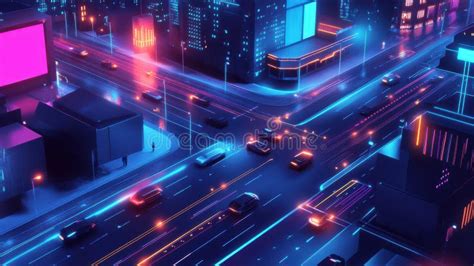 Futuristic Transportation System With Autonomous Vehicles Navigating A