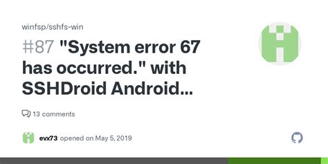 System Error 67 Has Occurred With Sshdroid Android Server · Issue