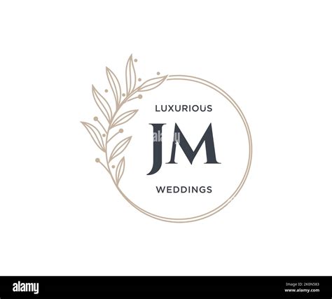 Jm Initials Letter Wedding Monogram Logos Template Hand Drawn Modern