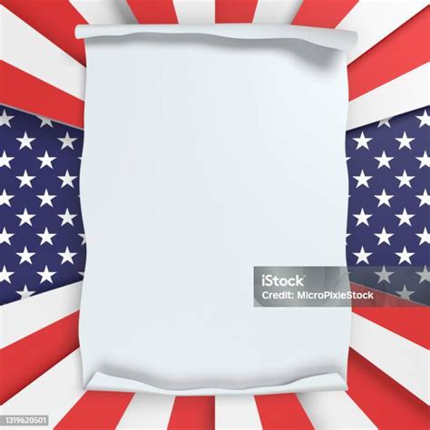 미국 국기 배경에 대한 빈 곡선 배너와 7 월 독립 기념일 인사말 카드의 4 일 3차원 형태에 대한 스톡 사진 및 기타 이미지 3차원 형태 7월 4일 개념 Istock