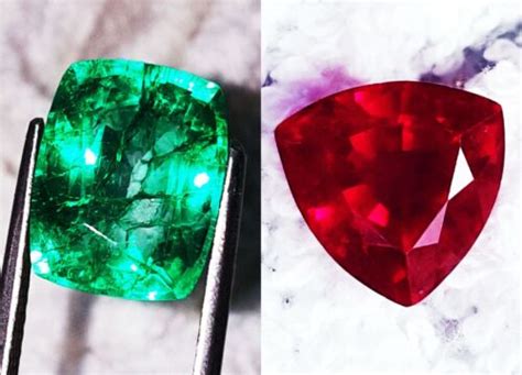 Natural Emerald And Ruby Loose Gemstone 8 To 10 Ct Mixed Pair Certified Rm158 Ebay Australia