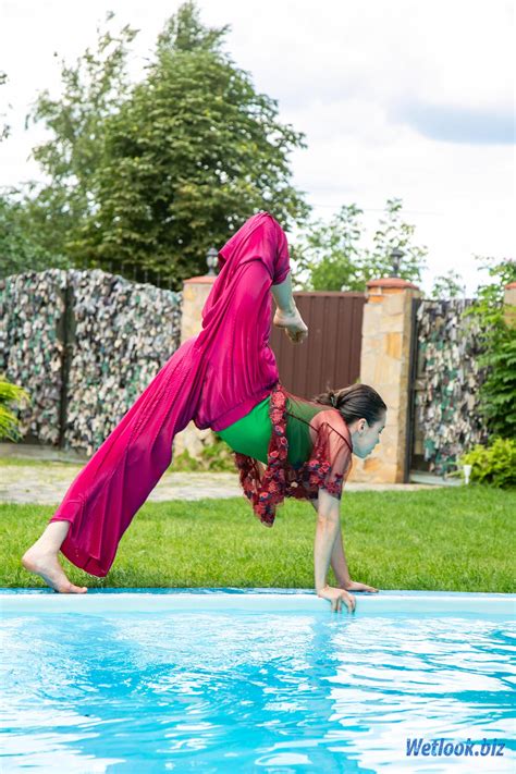 Wetlook Girl Pool In Sandals Pants Blouse Gets Wet Rwetlookgirls