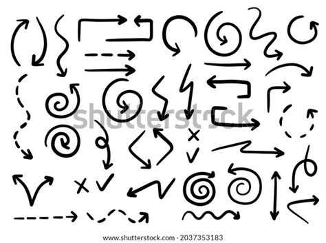 Vector Curved Arrow Hand Drawn Doodle Stock Vector Royalty Free Shutterstock