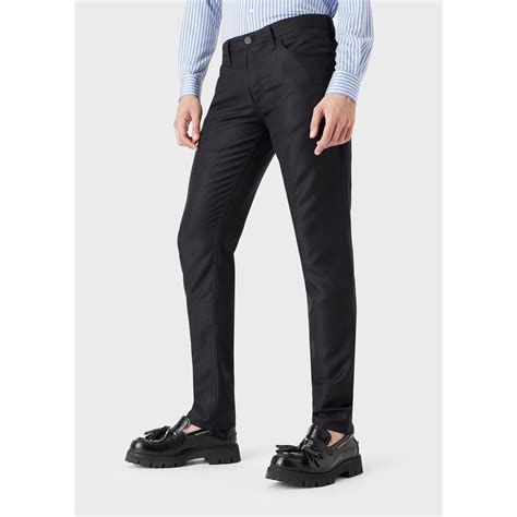 Emporio Armani Straight Leg Trousers Men Straight Trousers Flannels