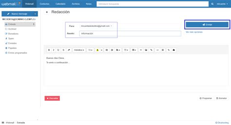 ¿cómo Envío Un Correo Desde Webmail Ayuda Dinahosting
