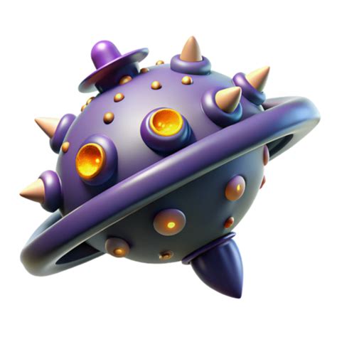 3d Render Spiked Planet Cartoon Illustration 55386266 Png
