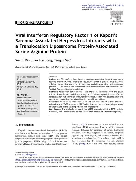 Pdf Viral Interferon Regulatory Factor 1 Of Kaposis Sarcoma