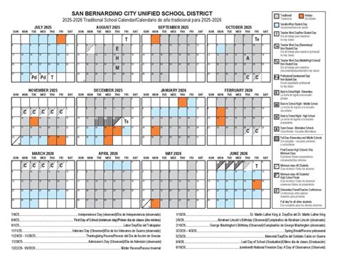 San Bernardino School District Calendar 2025 2026