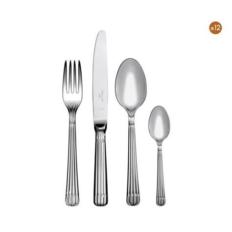 Christofle Osiris Stainless Steel 48 Piece Flatware Set With Chest