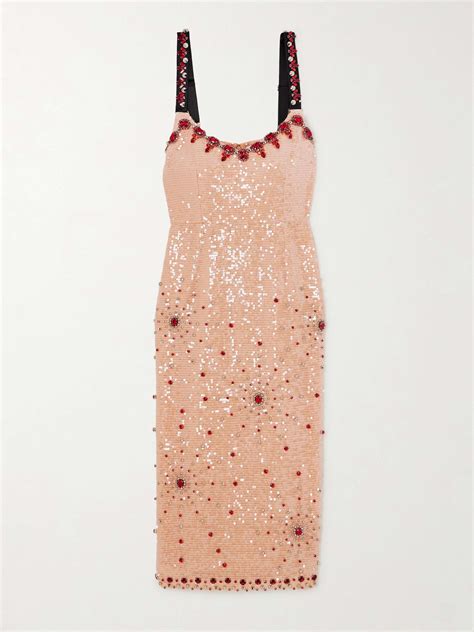 ERDEM Crystal Embellished Sequined Chiffon And Silk Crepe De Chine Midi Dress NET A PORTER
