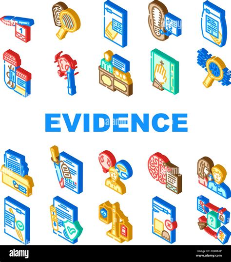 Evidence Crime Board Police Icons Set Vector Criminal Office Hi Res