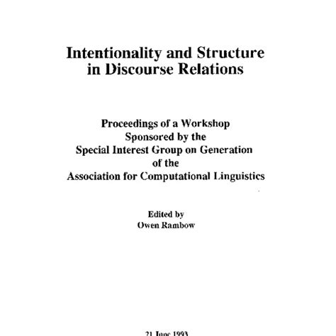 Intentionality And Structure In Discourse Relations Acl Anthology