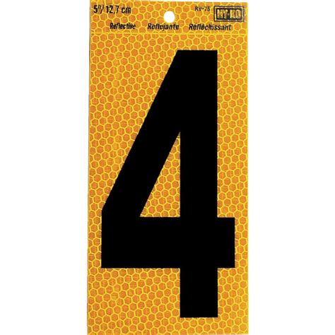 Hy Ko 5 In Yellow Reflective Number 4 Schnarrs Hardware