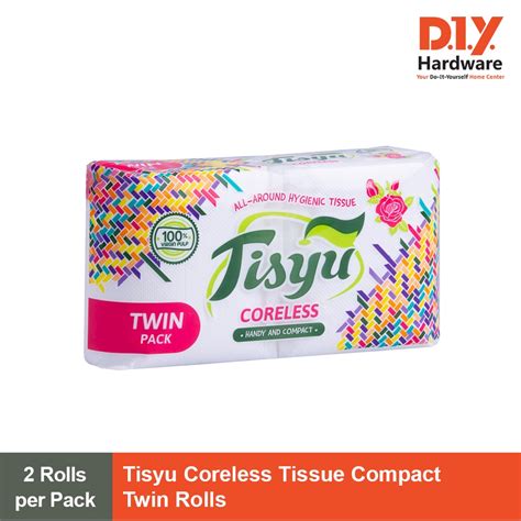 Tisyu Coreless Tissue Compact Twin Rolls 2 Rolls Per Pack Shopee