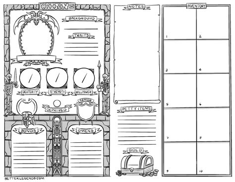 Cairn 2e Character Sheet Digital Download — Better Legends