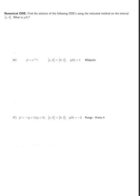Solved Numerical Ode Find The Solution Of The Following