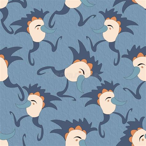 Funny Bird Beak Cartoon Seamless Pattern Stock Illustration