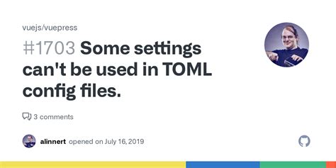 Some Settings Cant Be Used In Toml Config Files · Issue 1703 · Vuejs