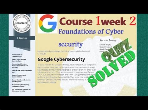 Answers Foundations Of Cyber Security Course 1 Week 2 Solved Google
