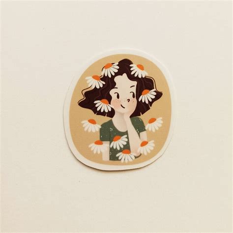 خرید و قیمت برچسب استیکر طرح دختر گل گلی 1 موبایل لپ تاپ سایز کوچک از غرفه گالری هنری خاتم