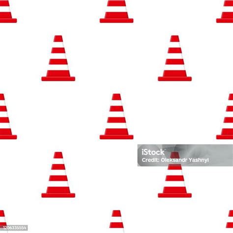 흰색 배경에 격리 된 트래픽 콘과 원활한 패턴 만화 스타일입니다 디자인 웹 포장지 직물 벽지에 대한 벡터 그림 개념에 대한 스톡 벡터 아트 및 기타 이미지 Istock
