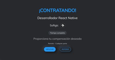 Desarrollador React Native En Softgic Torre