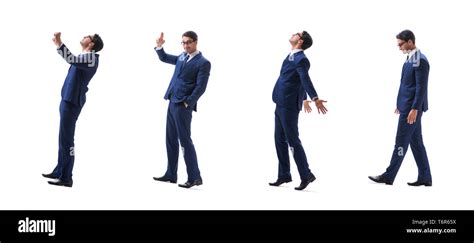 Businessman Walking Standing Side View Isolated On White Backgro Stock