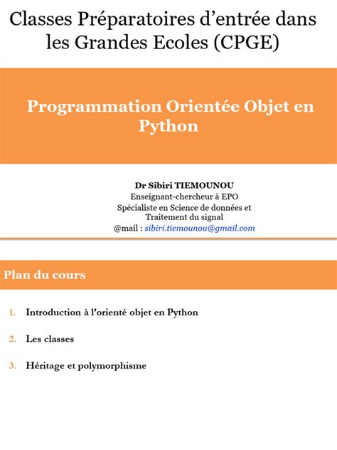 Cours Programmation Orientee Objet Pdf Classe Informatique