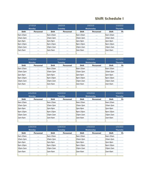Monthly Shift Schedule Excel Pdf Computing Software