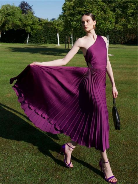 Asymmetrical Pleated Dress For Woman Burlywoods