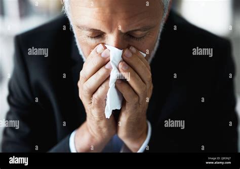 Got To Make Sure This Cold Doesnt Beat Me A Frustrated Businessman