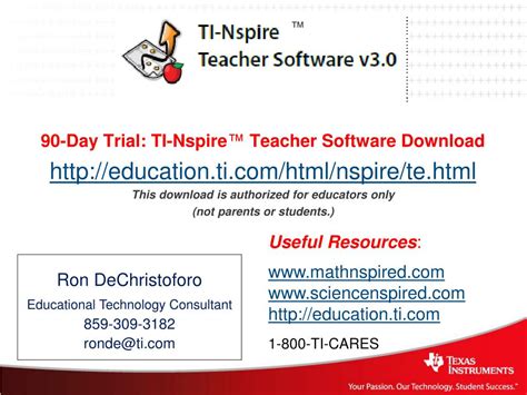 Ppt 90 Day Trial Ti Nspire ™ Teacher Software Download Html Nspire Te