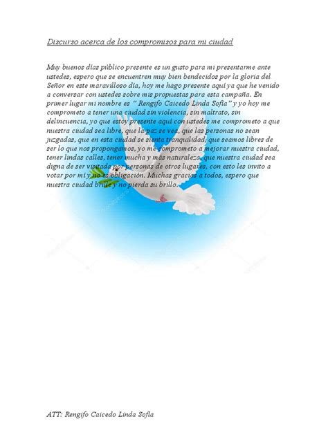 Discurso Acerca De Los Compromisos Para Mi Ciudad Pdf