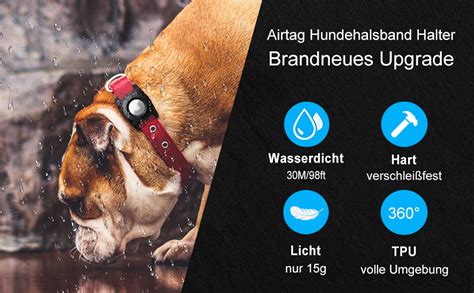 DEERLET AirTag Hülle für Hundehalsband IP68 Wasserdicht TPU Schutz