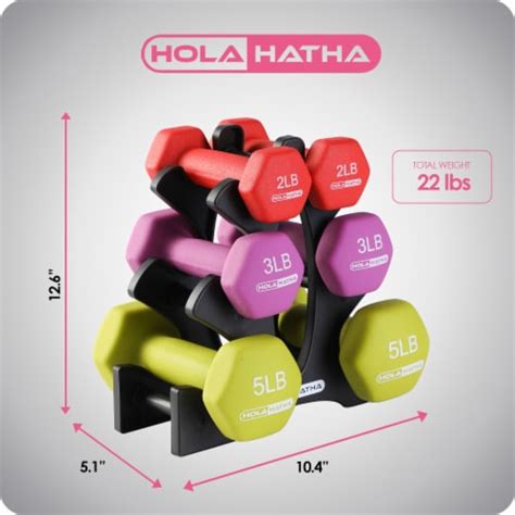 HolaHatha And Pound Neoprene Dumbbell Free Hand Weight Set With Rack Piece Kroger