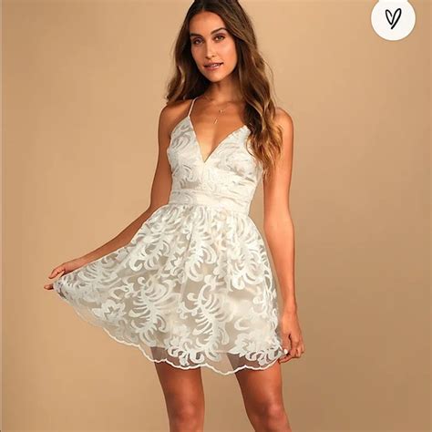 Lulus Dresses Lulus White Sequin Skater Mini Dress Poshmark