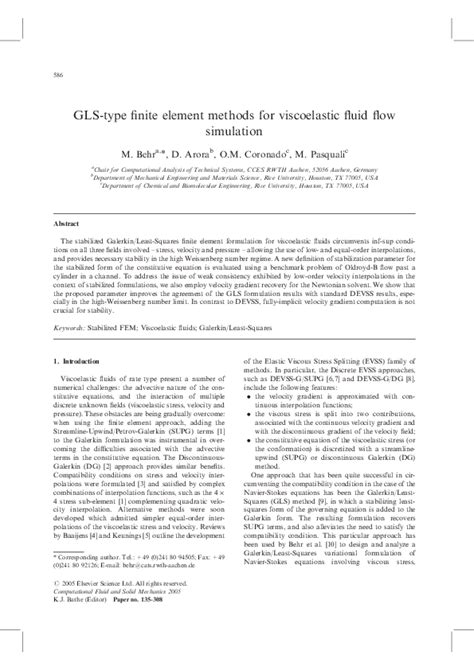 Pdf Gls Type Finite Element Methods For Viscoelastic Fluid Flow