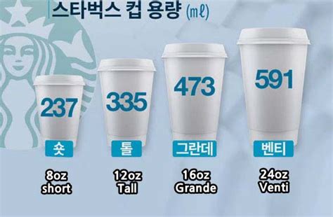 종이컵 용량 정리자판기 스타벅스 텀블러