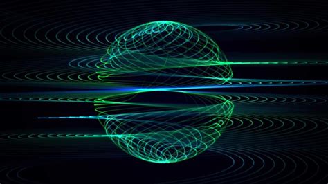 Abstract Ethereal Sphere Made Of Blue And Green Energy Strings In A