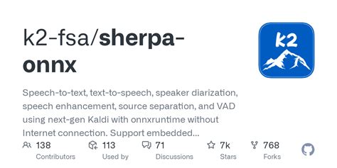 github k2 fsa sherpa onnx speech to text text to speech speaker