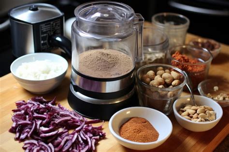 Premium Photo Food Processor With Homemade Nut Butter In Progress
