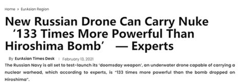 俄罗斯准备试射“末日武器” 威力是轰炸广岛原子弹的133倍 核技术在军工领域的应用