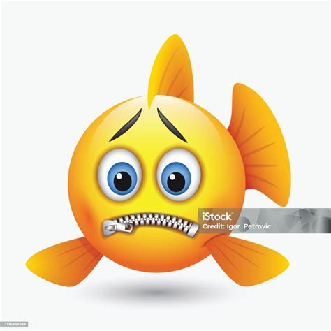 Émoticône De Poisson Mignon Emoji Smiley Zippé À La Boucheillustration